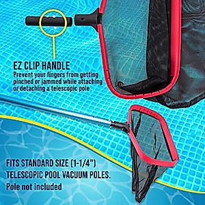 U.S. Pool Supply Professional Heavy Duty 17" Swimming Pool Leaf Skimmer Rake with Deep Net Bag - Strong Aluminum Frame for Faster Cleaning & Easier Debris Pickup and Removal