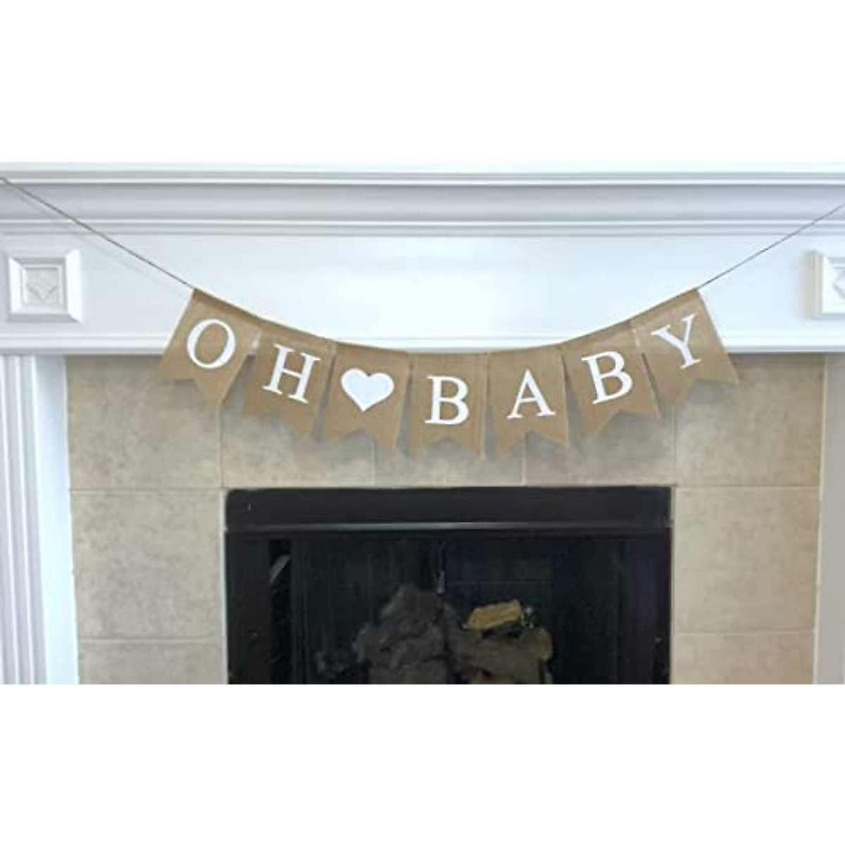 Shimmer Anna Shine Oh Baby Burlap Banner for Baby Shower Decorations and Gender Reveal Party