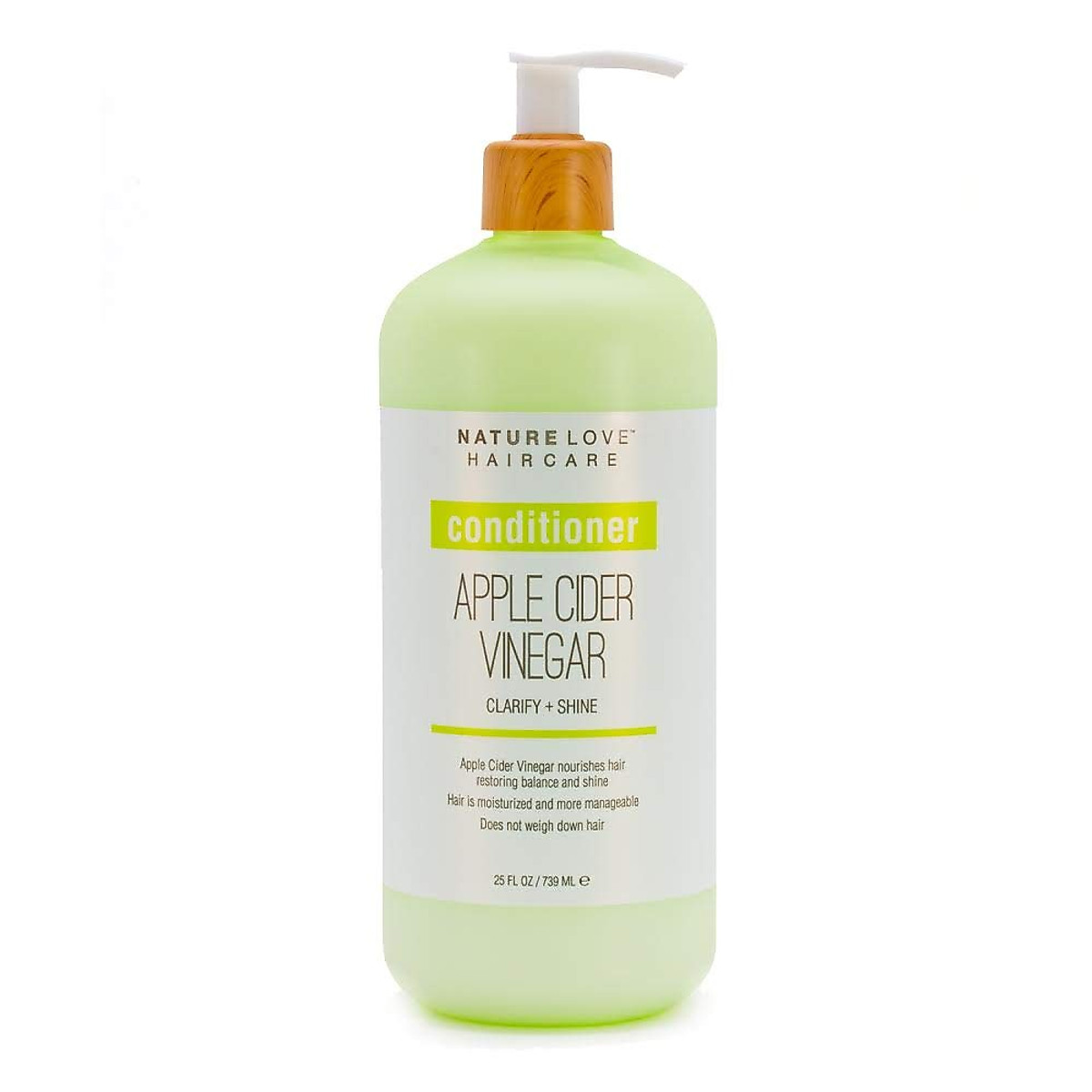 Nature Love Apple Cider Vinegar Shampoo and Conditioner Duo | Clarify + Shine | Revitalize Hair and Scalp | Purifies Without Stripping | Paraben Free, Cruelty Free, Made in USA (25 oz each)