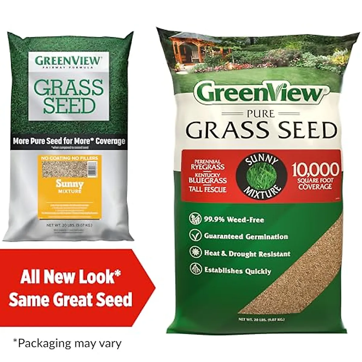 GreenView Pure Grass Seed Sunny Mixture, 20 lb. Bag – Covers up to 10,000 sq. ft.