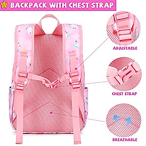 Soekidy Unicorn Toddler Backpack for Girls Cute School Backpack for Girls Kids Backpacks with Lunchbox Animal Cartoon Preschool Backpack Bookbag for Kindergarten