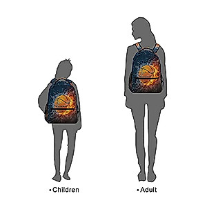 ZOEO Boys School Backpack Burning Basketball Bookbag Bag Hiking Travel Pack for Student 3th 4th 5th Grade Kids with Multiple Pockets Daypack