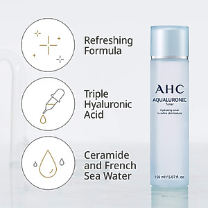 AHC Toner for Face Aqualauronic Hydrating Skin for Dehydrated Skin Triple Hyaluronic Acid Korean Skincare 5.07 oz