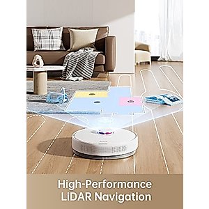Dreametech D10 Plus Robot Vacuum and Mop with Self-Emptying Base for 45 Days of Cleaning, Robotic Vacuum with 4000 Pa Suction and LiDAR Navigation, Compatible with Alexa, Wi-Fi Connected