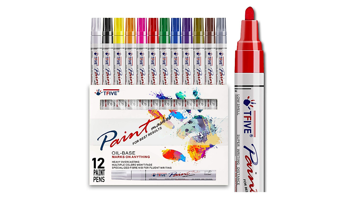 Paint Markers Set - 12 Vibrant Oil-Based Waterproof & Fade-Resistant ...