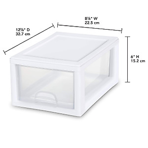 Sterilite 20518006 6 Quart/5.7 Liter Stacking Drawer, White Frame with Clear Drawer,(pack of 6)