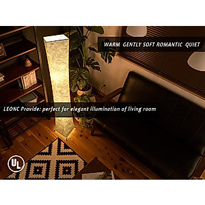 LEONC Design 52'' LED Floor Lamp & 2 Light Bulbs，Contemporary Roman Columns Standing Floor Lamps for Living Room Bedroom Warm Atmosphere(Tyvek Dupont 10 x 10 x 52 inch)