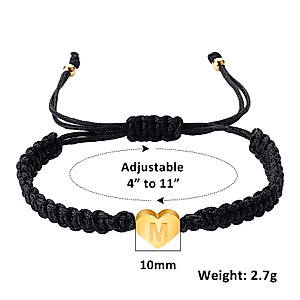 tenghong2021 Heart Initial Red Bracelets 26 Letters Initial Charms Bracelet for Women Gifts Handmade Rope Braided Adjustable Jewelry for Mom Daughter Birthday Jewelry Gift-C
