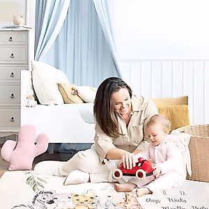 Monthly Baby Milestone Blanket for Baby Girl & Boy - 60"x40" Safari Baby Month Blanket - First Year Calendar Monthly Growth Chart - Track Baby Milestones & Growth - Soft Baby Picture Blanket