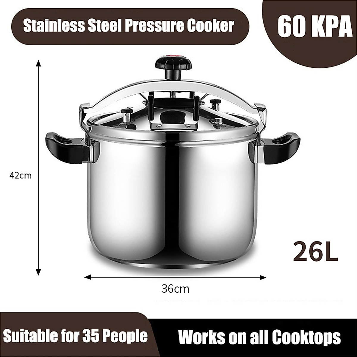 lodnexem Pressure Cooker 15-50 Qt Stainless Steel, Commercial Very Large Pressure Cooker, Multi Explosion Proof Large Steamer Cooking Pressure Canners, for Home, Commercial Use,25L