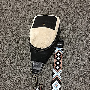 Sling Bag for Women PU Leather Crossbody Plush Splicing Satchel Chest Daypack Shoulder Backpack Cycling Hiking Travel