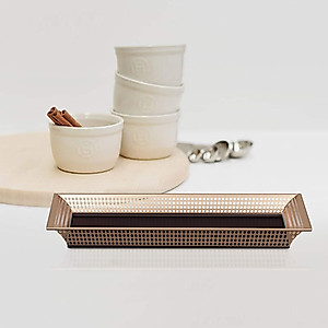 nu steel Selma Steel Storage Organizer Tray for Bathroom Vanity Countertops, Closets, Dressers - Holder for Watch, Earring, Makeup Brush, Reading Glass, Hand Towel - Copper & Oil Rubbed Bronze