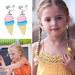 JOERICA 20Pairs Weird Clip On Earrings Funny Drop Dangle Earrings for Women Frog Flower Mushroom Butterfly Strawberry Goldfish Earrings, Stainless Steel, Cubic Zirconia