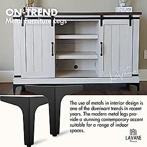 La Vane 4 inch Metal Furniture Legs, Set of 4 Modern Iron Diamond Triangle Furniture Feet DIY Replacement Black for Cabinet Cupboard Sofa Couch Chair Ottoman