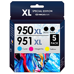 INKjetsclub Ink Cartridge Compatible with HP 950XL 951XL. Works with Officejet PRO 8600 8610 8620 8630 8100 8640 8660 8615 8625 251dw 271dw 276DW Printers. 5 Pack (Black, Cyan, Magenta, Yellow)