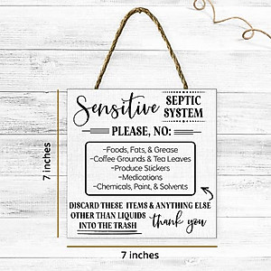 Sensitive Septic System Sign Great for Kitchen Sink Rental House Garage Cafe Bar Decor Sign Modern Farmhouse Decor Cute Wall Art Gift for Men and Women