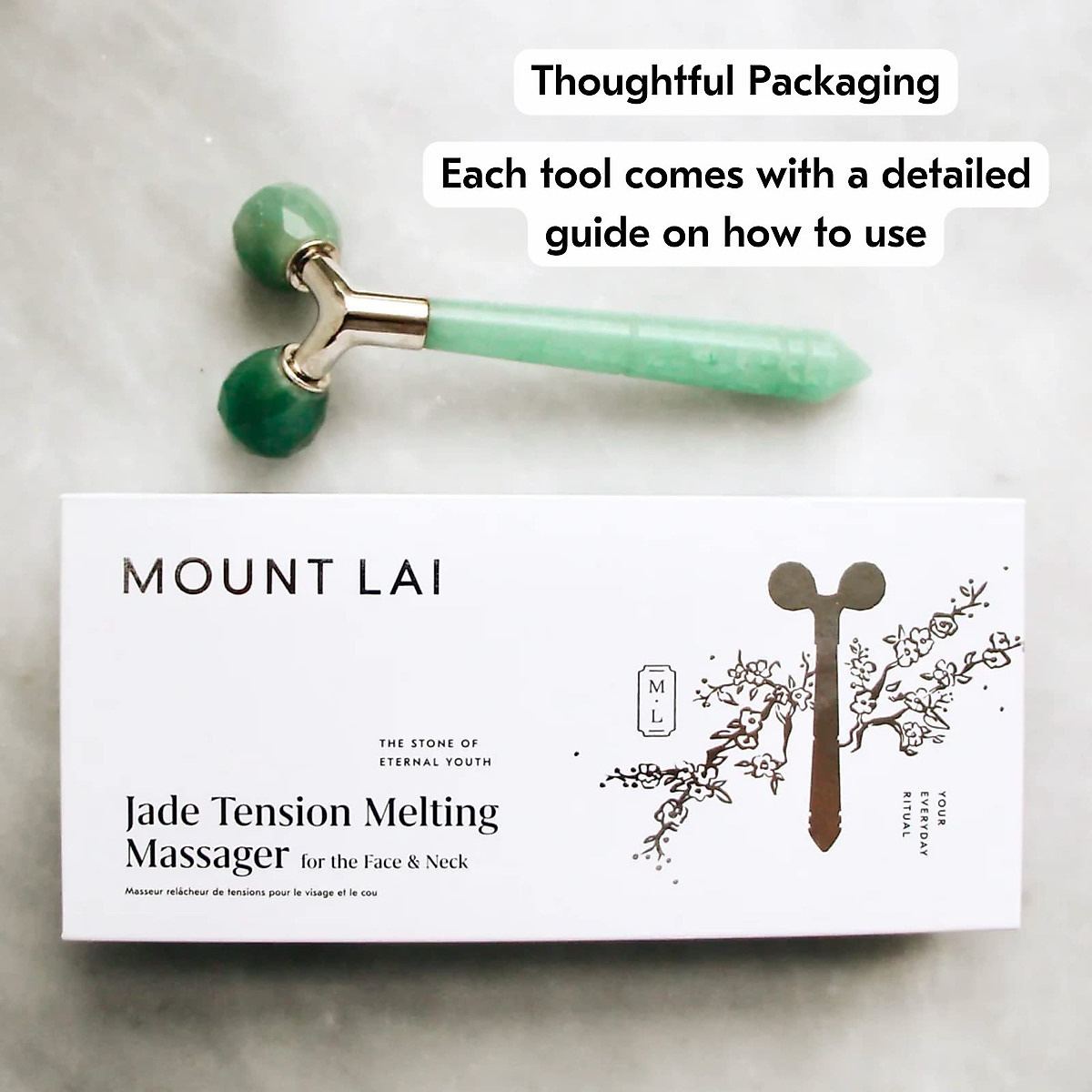 Mount Lai Jade Tension Melting Facial Massager for Face and Neck, Face Jade Roller Massager for Relieving Tensions