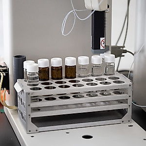 ALWSCI Borosilicate Clear Glass 40 ML EPA TOC Screw Neck Vial with White PP Screw Cap, Center Hole, PTFE Silicone Liner, Ultra-Clean, Case of 72