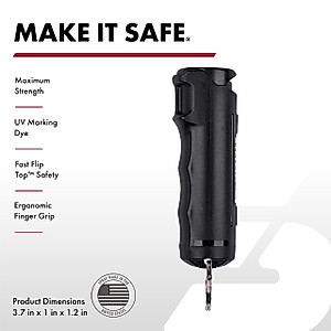 SABRE Pepper Spray with Fast Flip Top, Maximum Police Strength OC Spray, Key Ring for Easy Carry and Fast Access, Finger Grip for More Accurate and Faster Aim, 0.54 fl oz, Secure and Easy to Use
