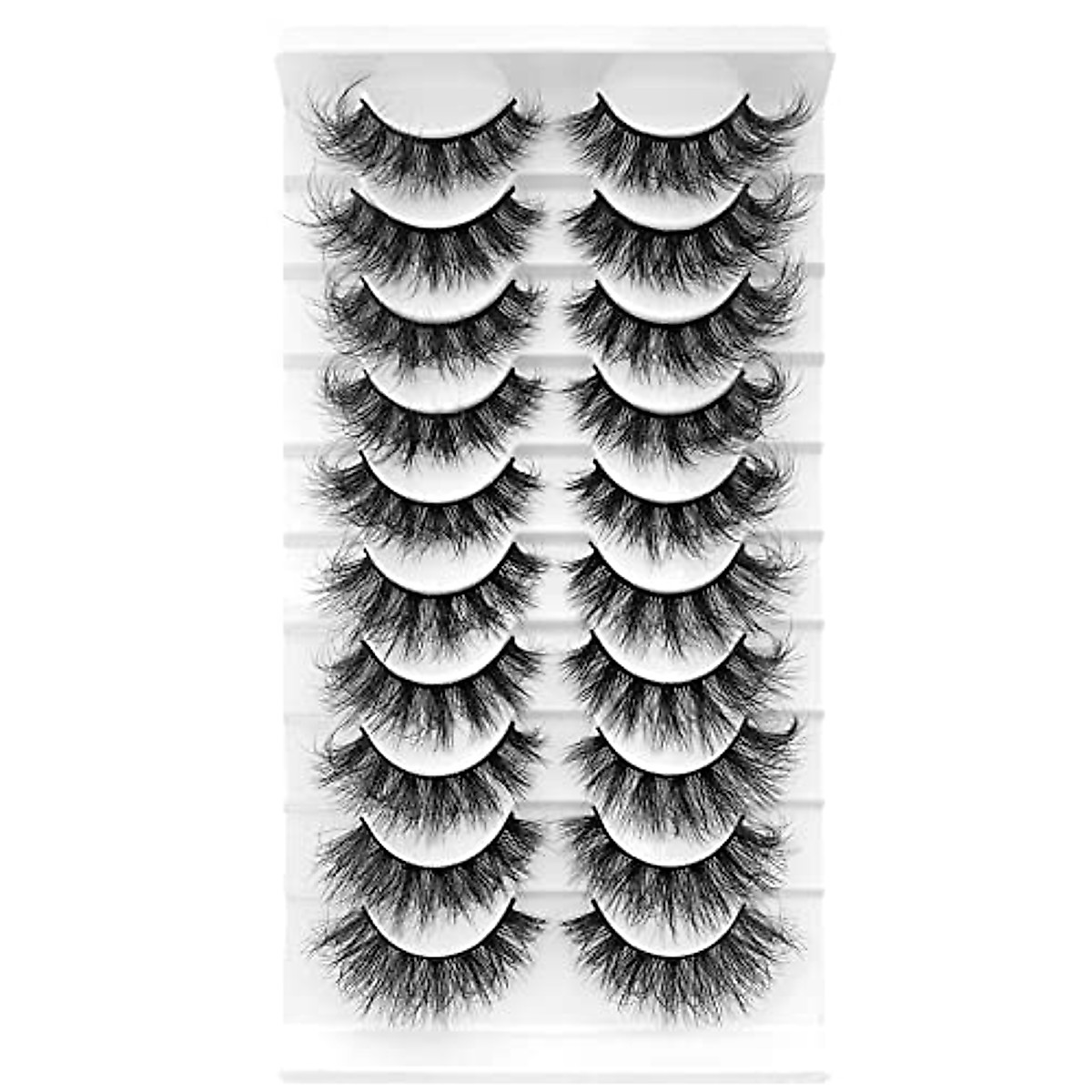Arekey False Eyelashes Fluffy Faux Mink Lashes 3D Cat-Eye Wispy Lashes Volume Fake Eyelashes 10 Pairs Pack Manga Eye Lash Multipack