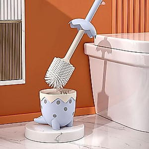 SAAKO Compact Toilet Bowl Brush Floor Standing Silicone Toilet Cleaner Brush Plastic Handle Toilet Brush Cute Animal Toilet Cleaner