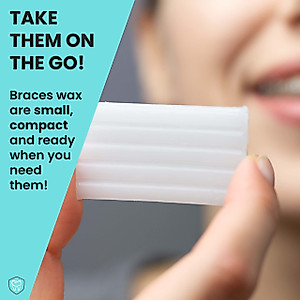 Braces Wax,10 Pack. Dental Wax for Braces & Aligners, Unscented & Flavorless - 50 Premium Orthodontic Wax-Strips. White Cases. Includes storage case. Food Grade ortho bracewax. Fresh Knight. (White)