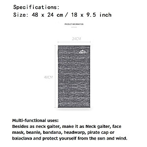 Shanghai Story Black Cooling Neck Gaiter Face Mask Bandana Face Scarf UPF50+ UV Protection Fishing Mask Ear Hanging