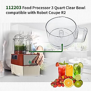 Vanshly,112203 Food Processor 3 Quart Clear Bowl compatible with Robot Coupe R2