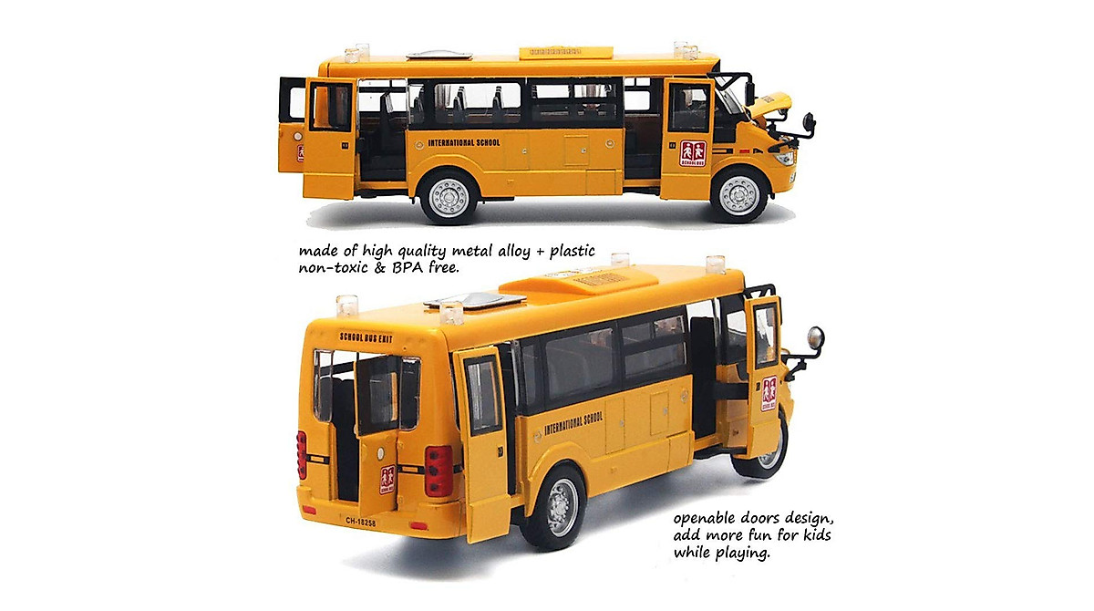 CORPER TOYS Large School Bus Toy with Sounds & Lights for Kids