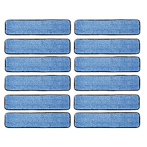 Real Clean 18 inch Microfiber Wet Mop Refill Pads for Flat Microfiber Mop Frames (Pack of 12)