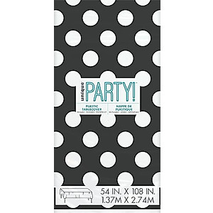Black Dots Rectangular Plastic Table Cover (54" x 108") 1 Count - Elegant Design & Premium Quality, Ideal For Parties, Events & Everyday Use