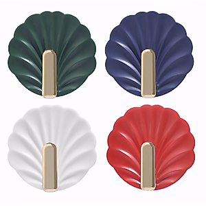 Bemurthos Adhesive Wall Hooks Towel Hooks, Sticky Waterproof Plastic Hooks for Hanging Towel, Robe, Coat, Decorative Wall Hooks for Bathroom Kitchen Shower, Novelty Adhesive Hook, Green, 4 Pack