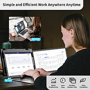 CIDETTY P1 Plus 13.3" Portable Monitor for Laptop, 2021 New Full HD IPS 1080P Display Laptop Screen Extender, Dual Laptop Monitor Screen for 13.3"-16.5" Laptops/PS5/Switch (Dual Monitor)