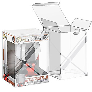 24 Pack Protectors Case Compatible with Funko- 4" Inch Pop Vinyl Figures, Crystal Clear Protectors, Heavy Duty Display Box w/ Protective Film & Locking Tab