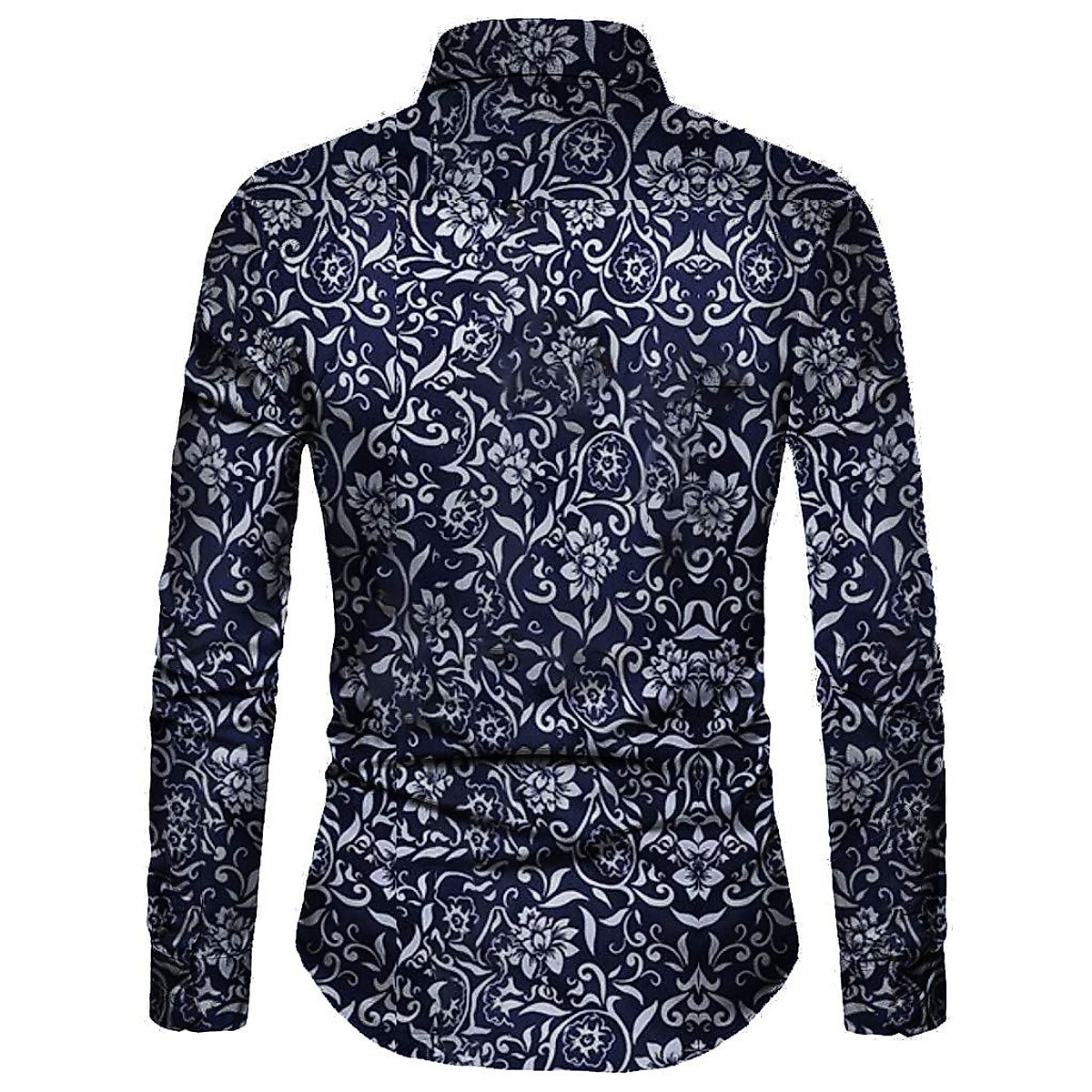 Men's Casual Hawaii Floral Printed Shirts Loose Long Sleeve Button Lapel T-Shirt Fashion Top Blouse
