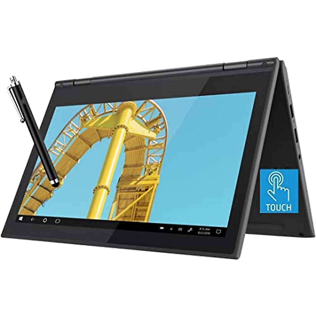 Lenovo 11.6" 2-in-1 Touchscreen Ultra Slim Laptop, Quad-Core N4120 up to 2.6GHz, 4GB RAM, 64GB SSD, WiFi, Bluetooth, Hugo Tech Mart Pen, Charcoal, Windows 11 Pro Edu