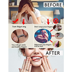 MUSECLOUD Skull Ring Punk Fidget Ring For Women Men Stainless Steel Thumb Anxiety Ring Vintage Cool Gothic Spinner Band Anti Anxiety Stress Relief Jewelry (Silver, 7)