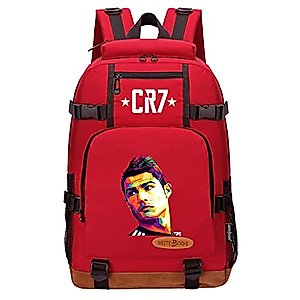 GENGX Cristiano Ronaldo Durable Laptop Bag-Boys,Lightweight School Backpack Casual Travel Daypack for Teens Red1 One Size