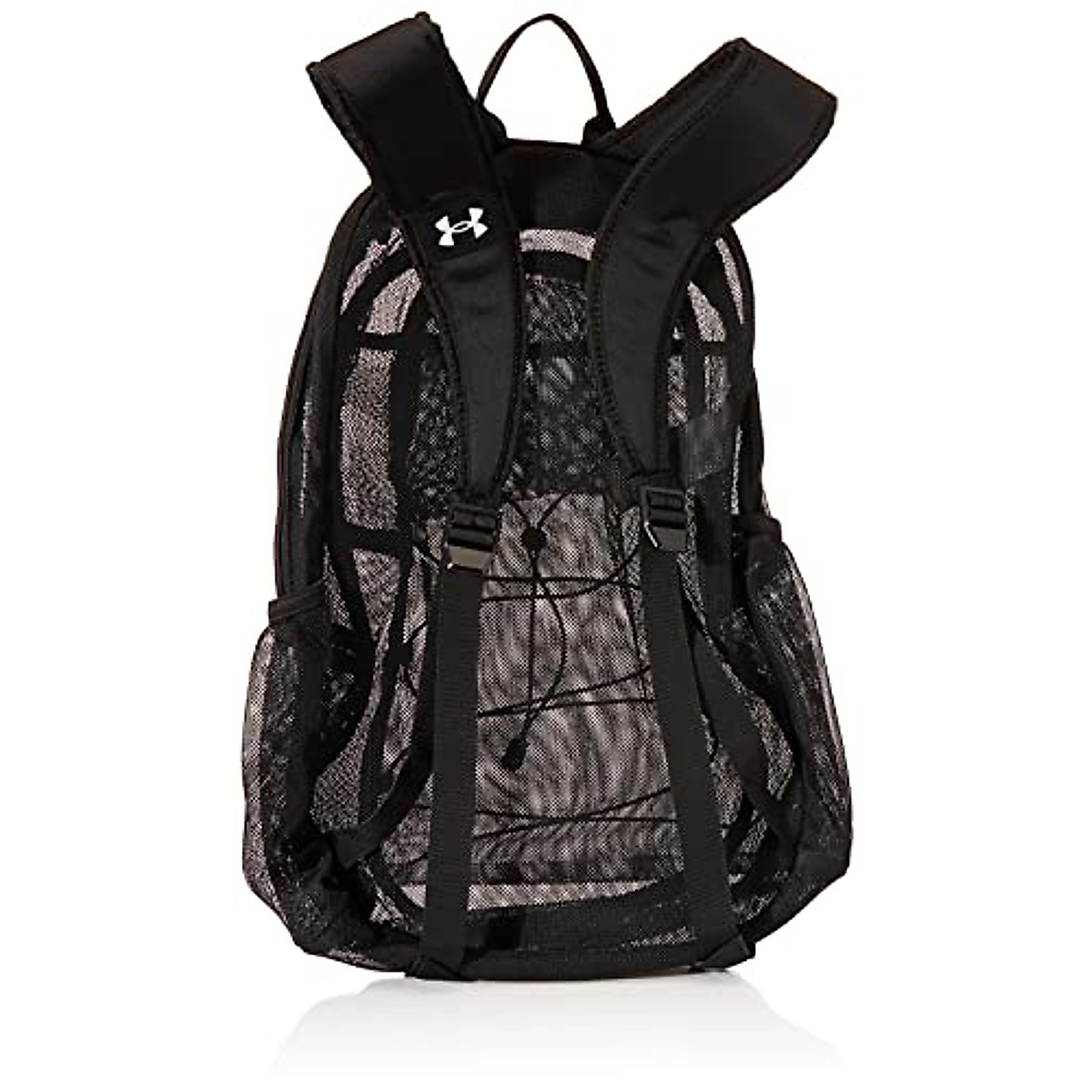 Under Armour unisex-adult Hustle Mesh Backpack , (001) Black / / White , One Size Fits Most