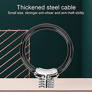 Steel Cable Lock, Portable Steel Lightweight Cycling Cable Lock Convenient with PVC Wraps the Lock Body for Bicycle Mountain