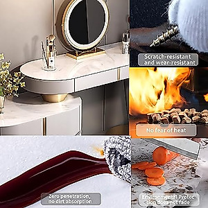 ZGNBSD Luxury Vanity Table Set - Makeup Table with Drawers,Stool & Smart Mirror,Solid Wood Bedroom Vanity | for Her