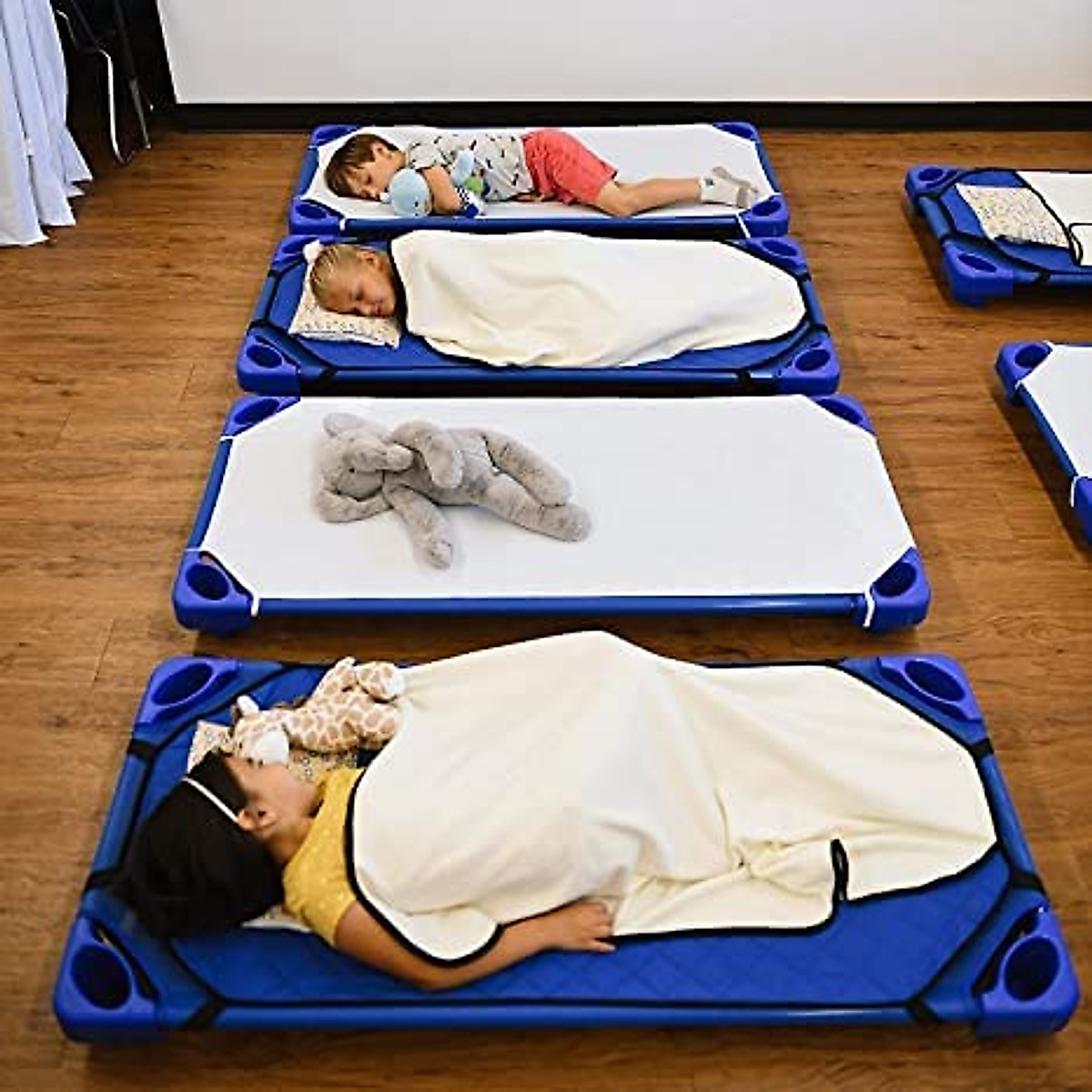 Daycare Sheets- Pre-School Cot Sheet, Children's Naptime Mat Sheet, White Breathable Soft 22 X 54 inch Pack of 6- Cot Fitted Sheet for Boys and Girls Standard Daycare Cot Sheets