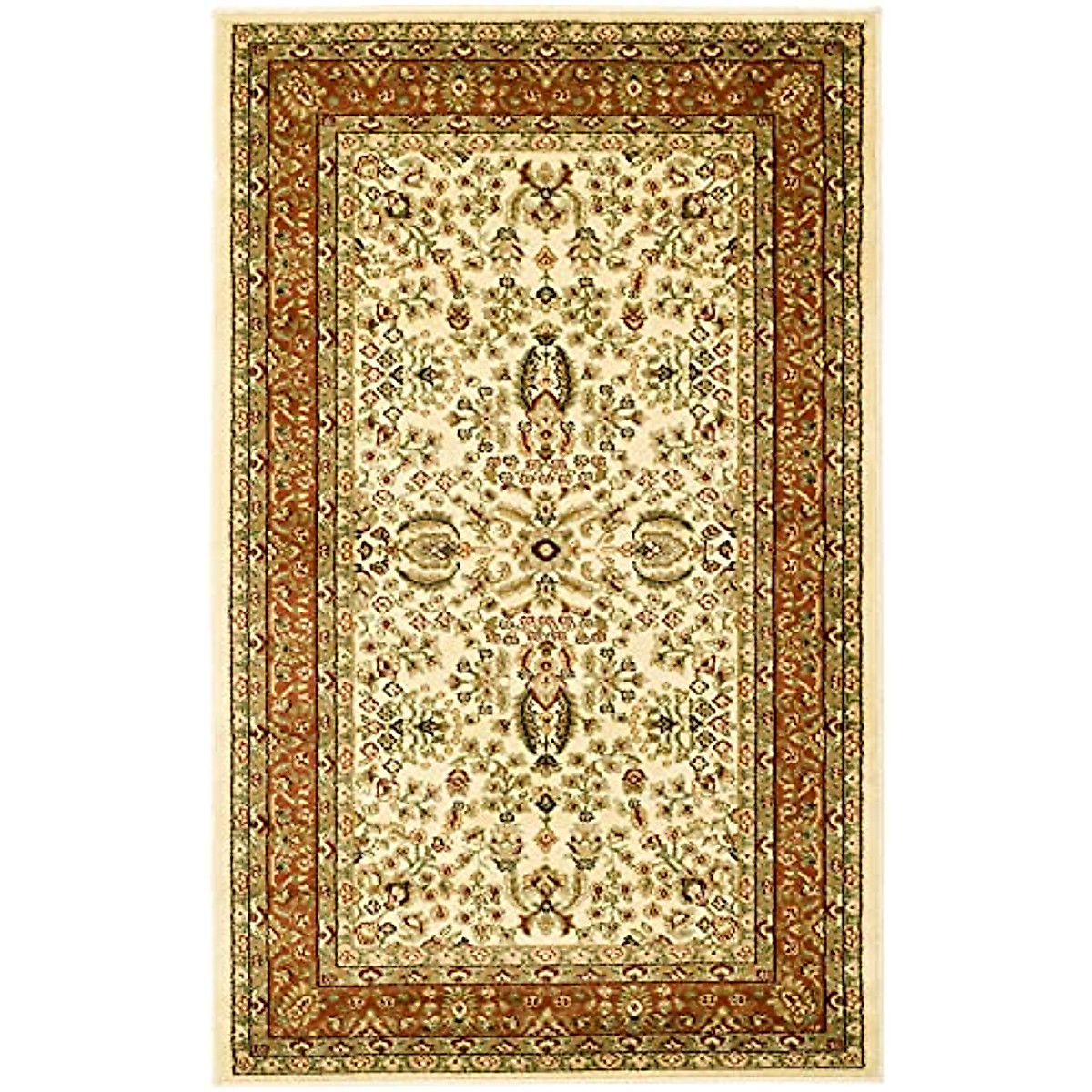 SAFAVIEH Lyndhurst Collection Accent Rug - 3'3" x 5'3", Ivory & Rust, Traditional Oriental Design, Non-Shedding & Easy Care, Ideal for High Traffic Areas in Entryway, Living Room, Bedroom (LNH214R)