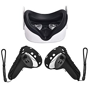 XIAOGE Controller Accessories for Quest 2 with Face Cover Combo, VR Headset Accessory Sweatproof Anti Collision