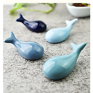 WAIT FLY Ceramic Chopsticks Holder, Chopstick Fork Rack, Set of 5, Whale Shape