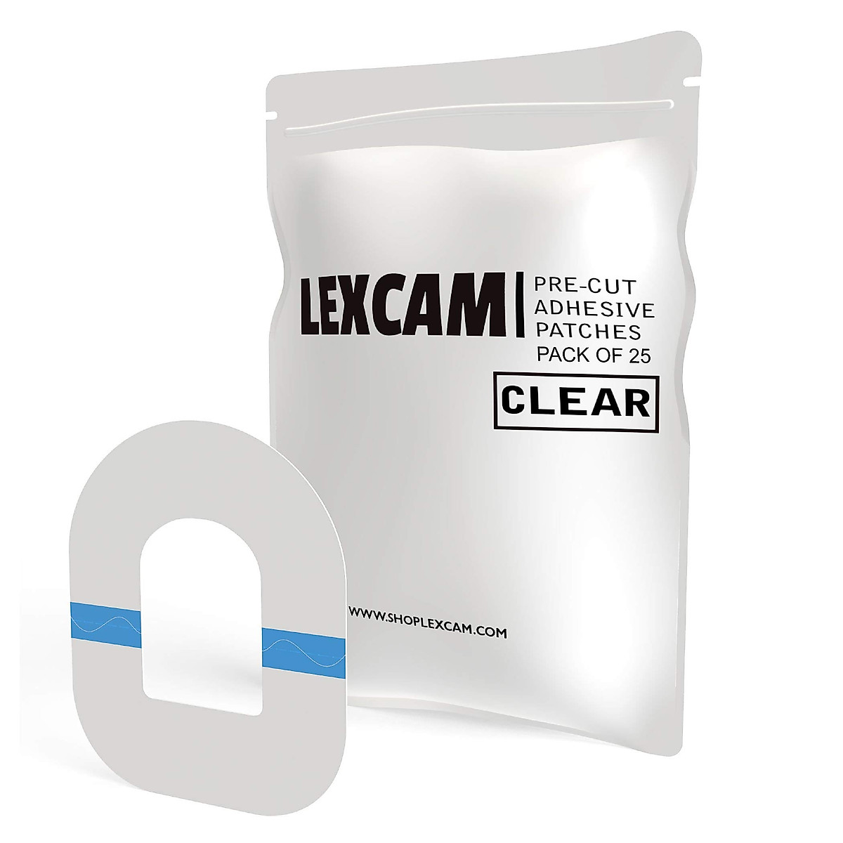 Lexcam Adhesive Patches Pre-Cut for Omnipod 5, Dash – Pack of 25 – Waterproof, Transparent Overpatches for Tubeless, automated Pump, Sensor is NOT Included