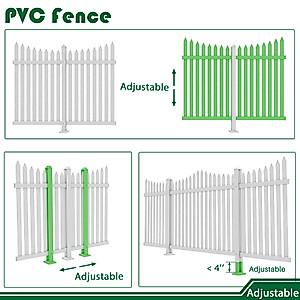 Goleray Outdoor Vinyl Fence (1Set), W84 X H36 Garden Fence Panels White Picket Fence Privacy Screen PVC Fencing for Yard Patio Decorative Air Conditioner Fence(34 Pickets,Scalloped)