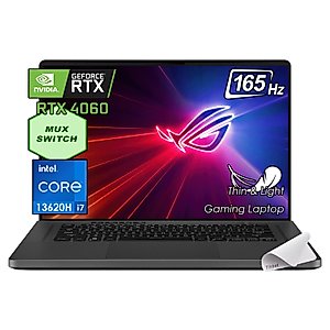 ASUS 2023 ROG Zephyrus G16 Gaming Laptop, MUX Switch, 16” FHD 165Hz, Latest 10-Core i7-13620H CPU, RTX 4060 8GB GDDR6, Thin & Light, RGB, Win 11 H, W/Mouse Pad (32GB RAM | 2TB PCIe SSD)