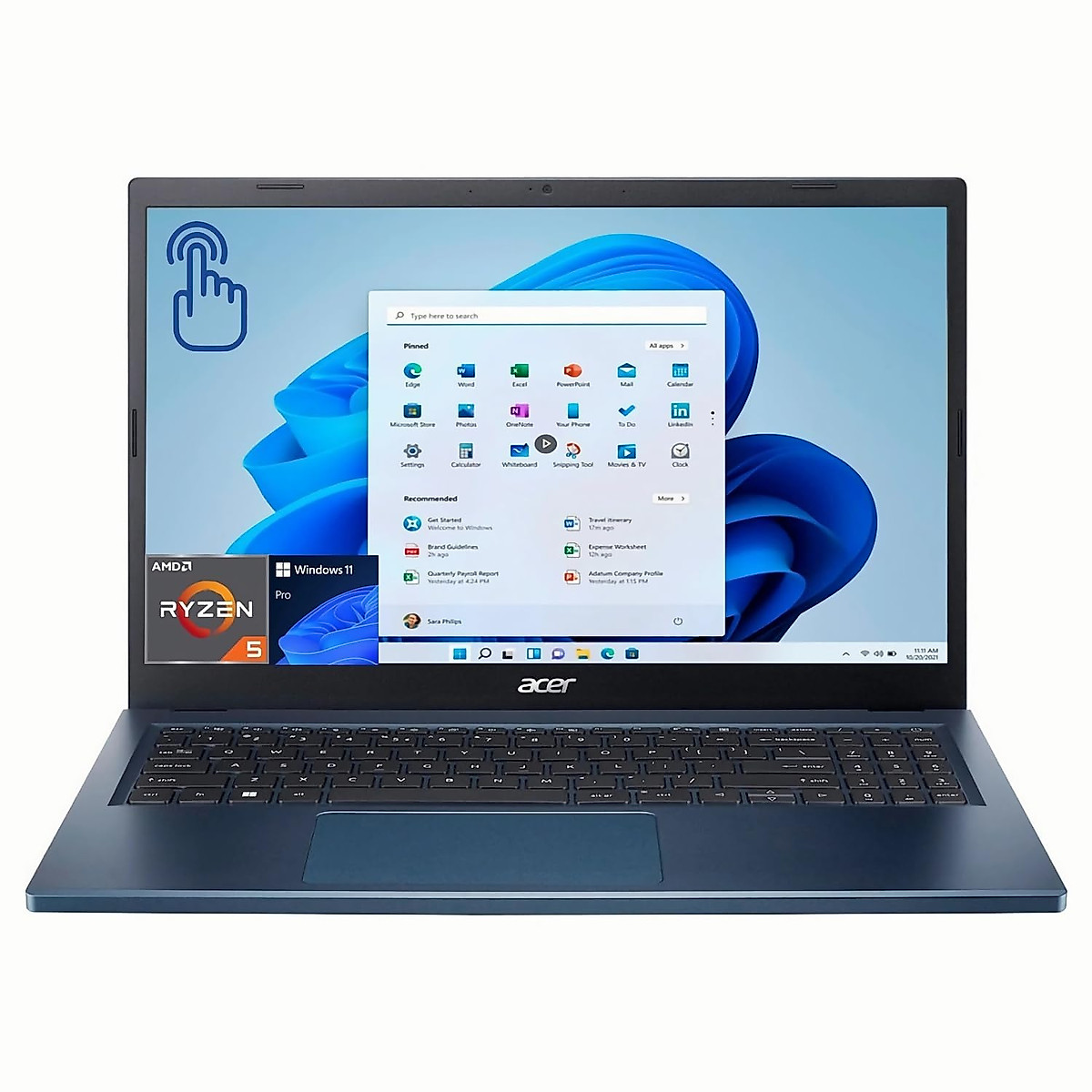 acer Aspire 3 Thin & Light Touch Laptop, 15.6" FHD IPS Touchscreen Display, AMD 4-Core Ryzen 5 7520U (Beat i7-1160G7), 8GB RAM, 512GB PCIe SSD, WiFi 6, Webcam, Keypad, HDMI, Steam Blue, Win 11 Pro