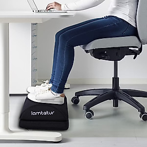 Lamtetur Footrest for Under Desk at Work with 1 Optional Covers for Replacing– Adjustable Memory Foam Foot Rest for Office Chair & Gaming Chair – Ergonomic Design for Back & Hip Pain Relief (Black)